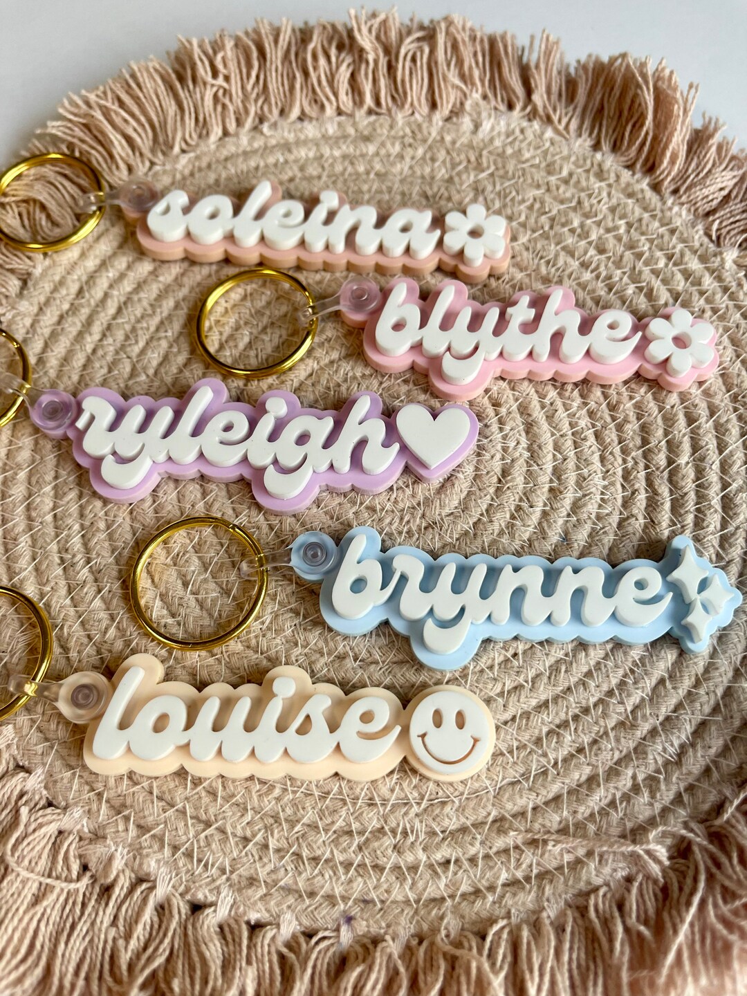 Groovy Girl Keychain | Retro Girl Bag Tags | Acrylic Name Keychains ...