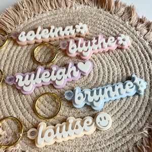Groovy Girl Keychain | Retro Girl Bag Tags | Acrylic Name Keychains ...