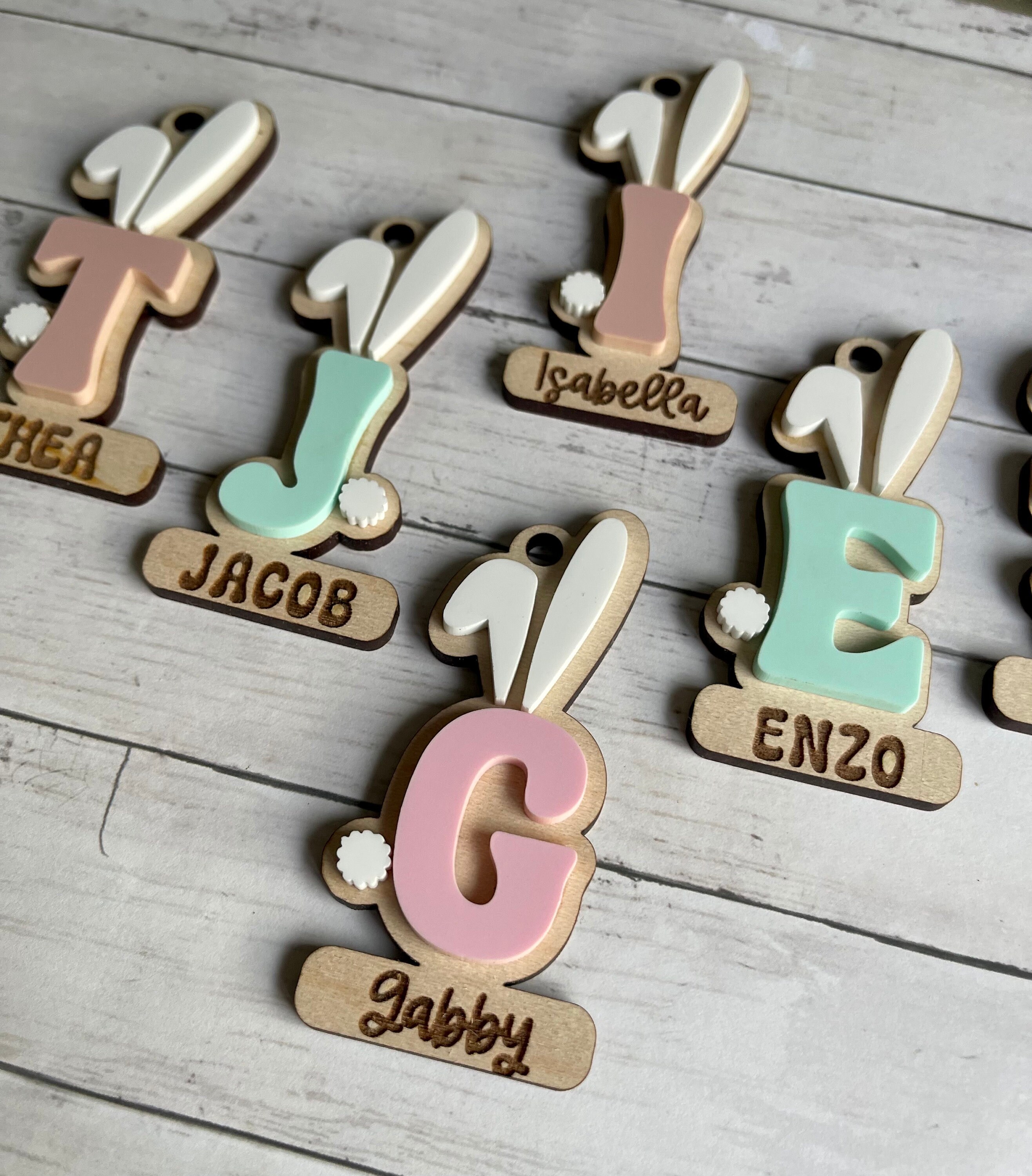 Bunny Ear Initials Easter Basket Gift Tags SVG Glowforge Laser Cut File ...