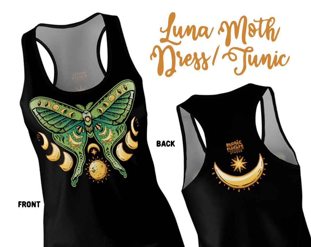 Lunar Moth Tunic Tank | Beach Coverup | Moon Phase | Celestial Moth ...