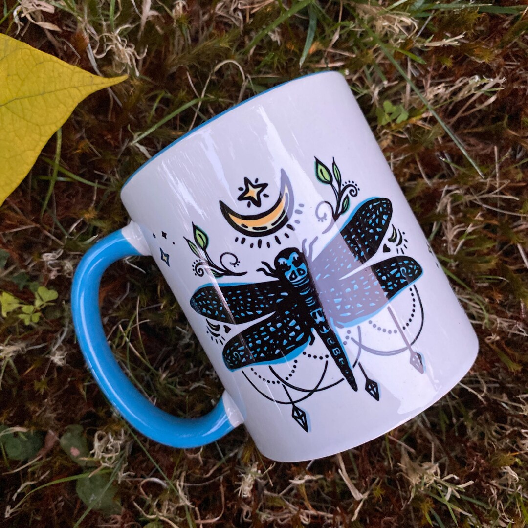 Dragonfly Mug With Color Inside | Dragonfly Crystal Mug | Celestial ...