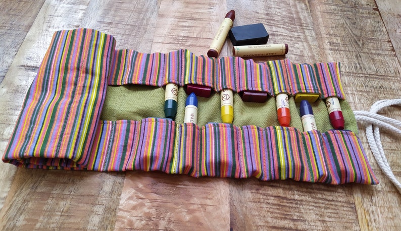 Striped Crayon Roll for Crayon Sticks and Blocks Waldorf - Etsy