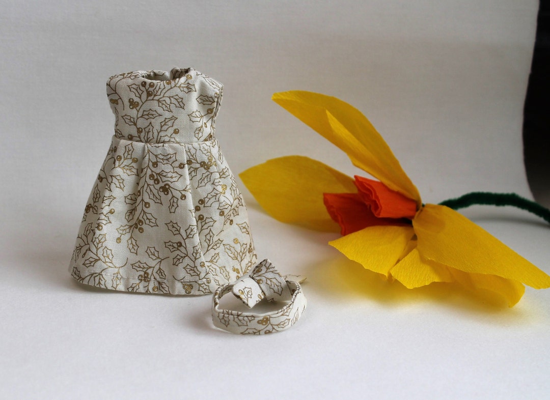 Maileg Mouse/mice Cotton Dress Cream/gold, Maileg Mice Princess Dress ...