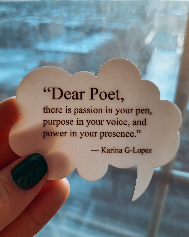Dear Poet Quote Sticker Inspirational Writing Poetry Sticker Laptop ...