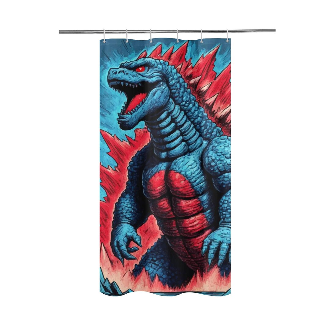 Godzilla Shower Curtain 36"x 72" Godzilla Kaiju Godzillas Retro Vintage ...