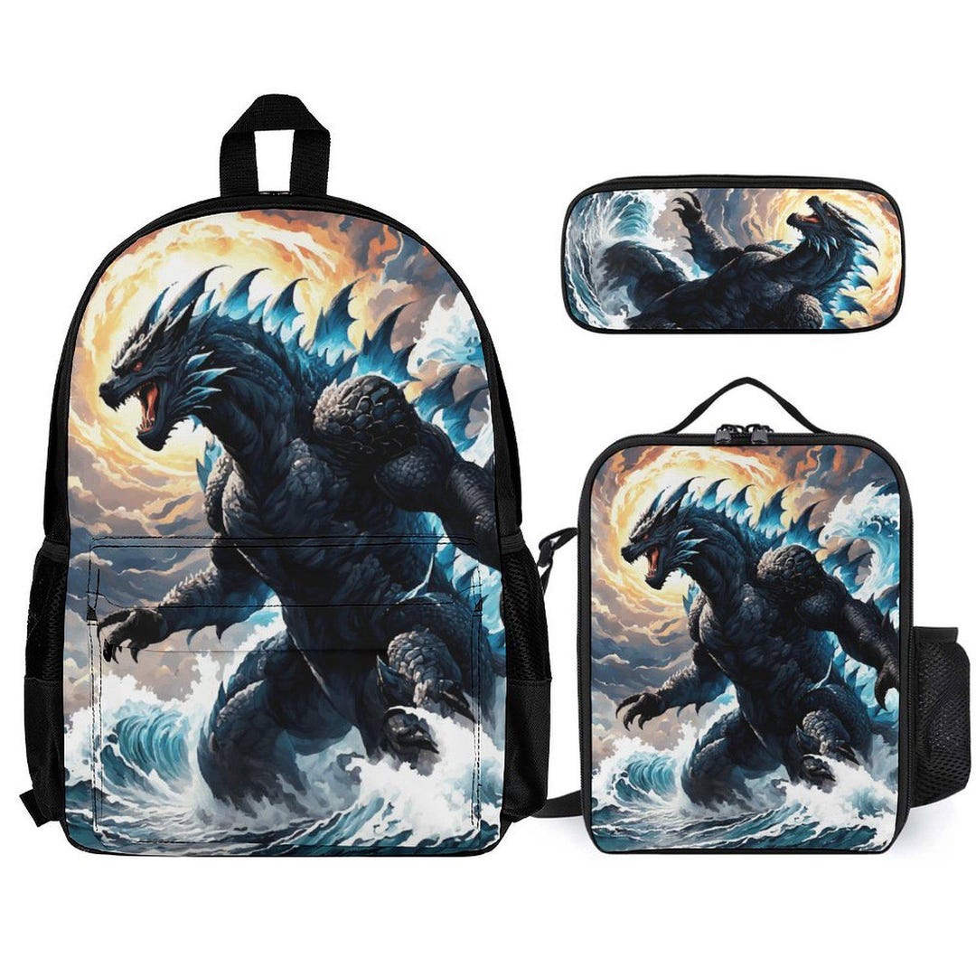 Backpack Set Godzillas Rucksack Godzilla Lunch Box Godzilla Pencil Case Gojira Bag Kaiju Lunch ...
