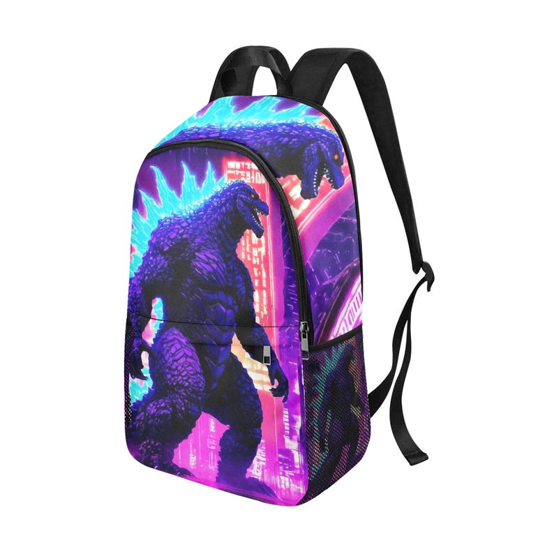 Backpack School Backpack Rucksack Bag Godzilla Hand Bag Vintage Retro ...