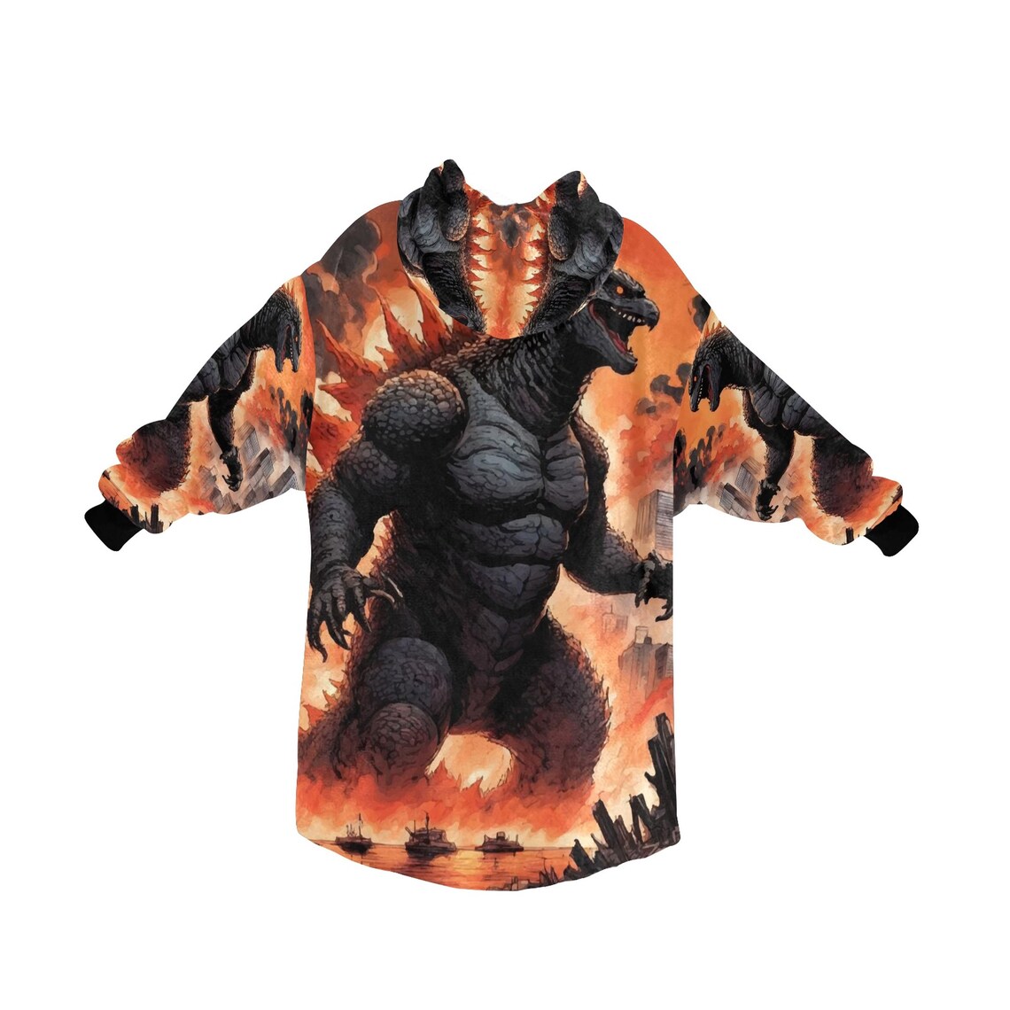 Hoodie Blanket Godzilla Gojira Kaiju Blankets Comics Retro Neon Cartoon ...