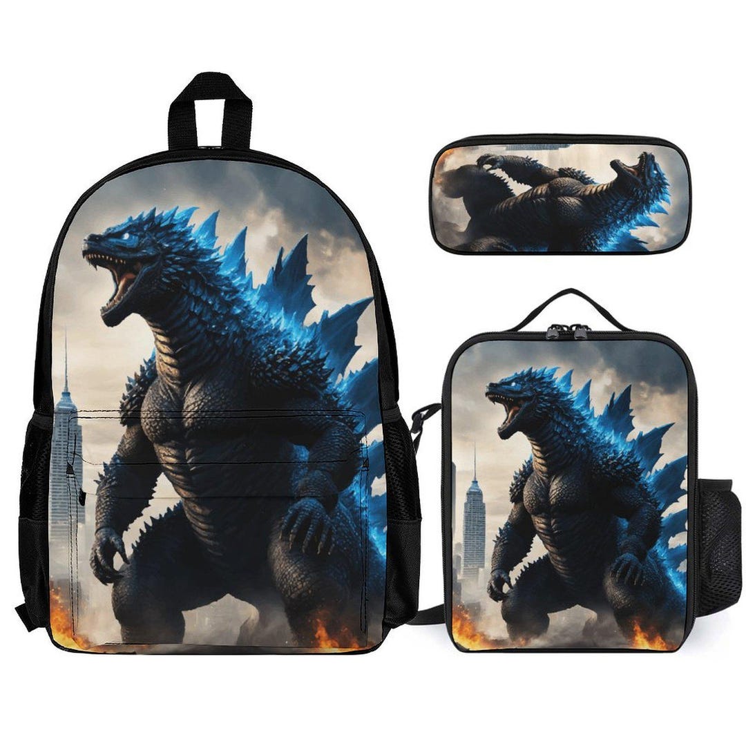 Backpack Set Godzillas Rucksack Godzilla Lunch Box Godzilla Pencil Case ...