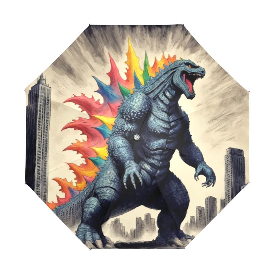 Kids Foldable Anti-uv Umbrella Godzilla Kaiju Gojira Monster Cartoon ...