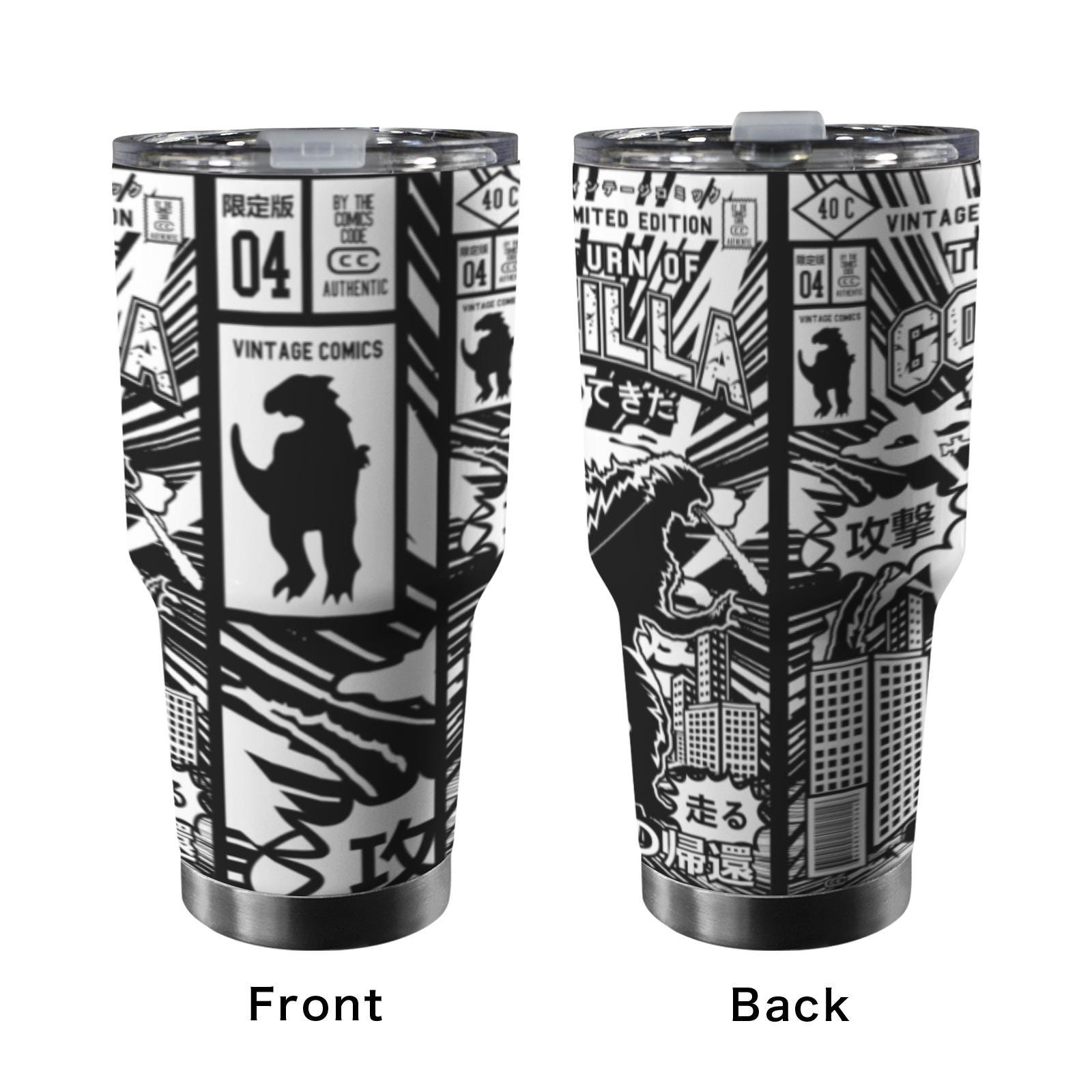 Stainless Steel Tumbler 30 Oz Godzilla Gojira Kaiju Cartoon Comics ...
