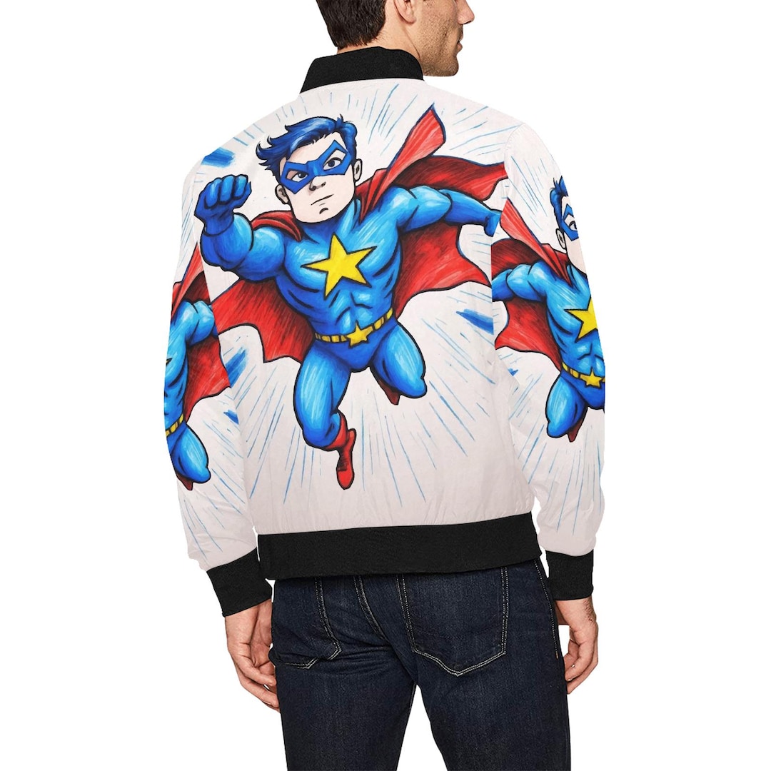 Super Hero Bomber Jacket Art Cartoon Jacket Comics Supe Hero Superhero ...