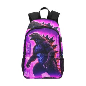 Backpack Godzilla Rucksack With Mesh Pockets Handbag Bag Neon Retro ...