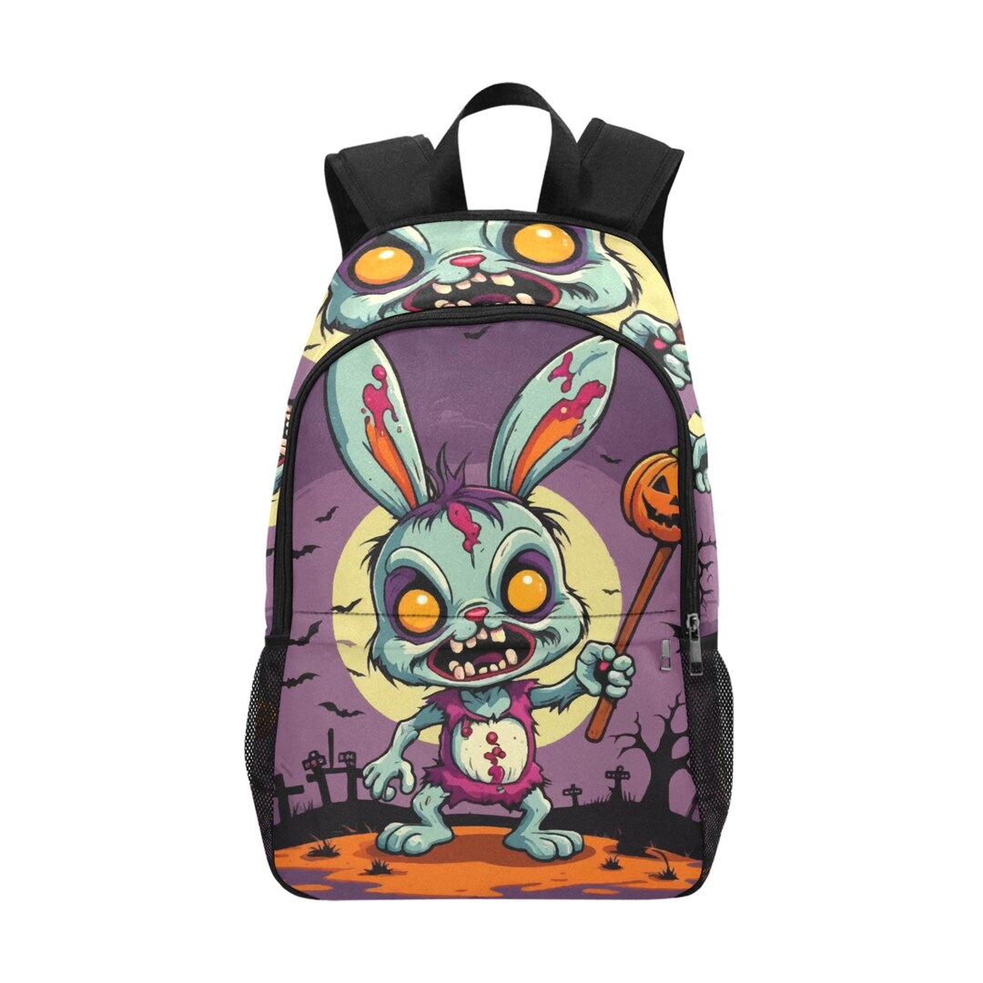 Backpack School Backpack With Mesh Pockets Handbag Horor Zombie Bunny ...