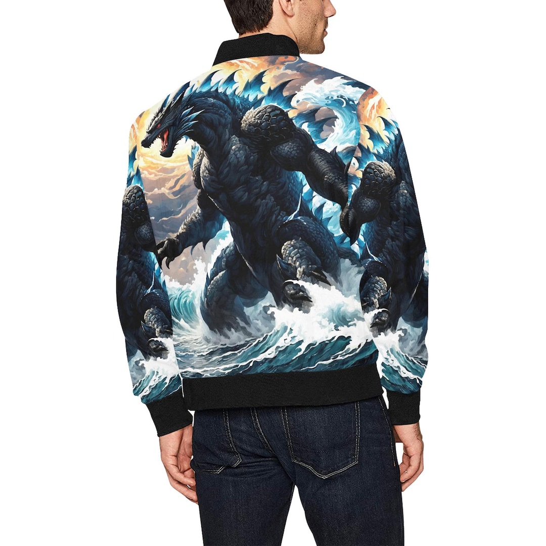 Bomber Jacket With Pockets Kaiju Comics Retro Godzillas Jacket Monster ...