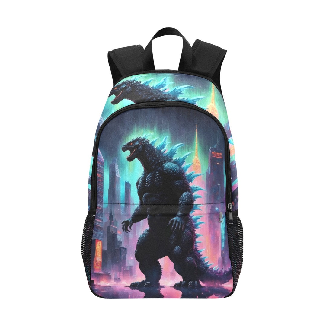 Backpack School Backpack Godzilla Backpack With Mesh Pockets Handbag ...