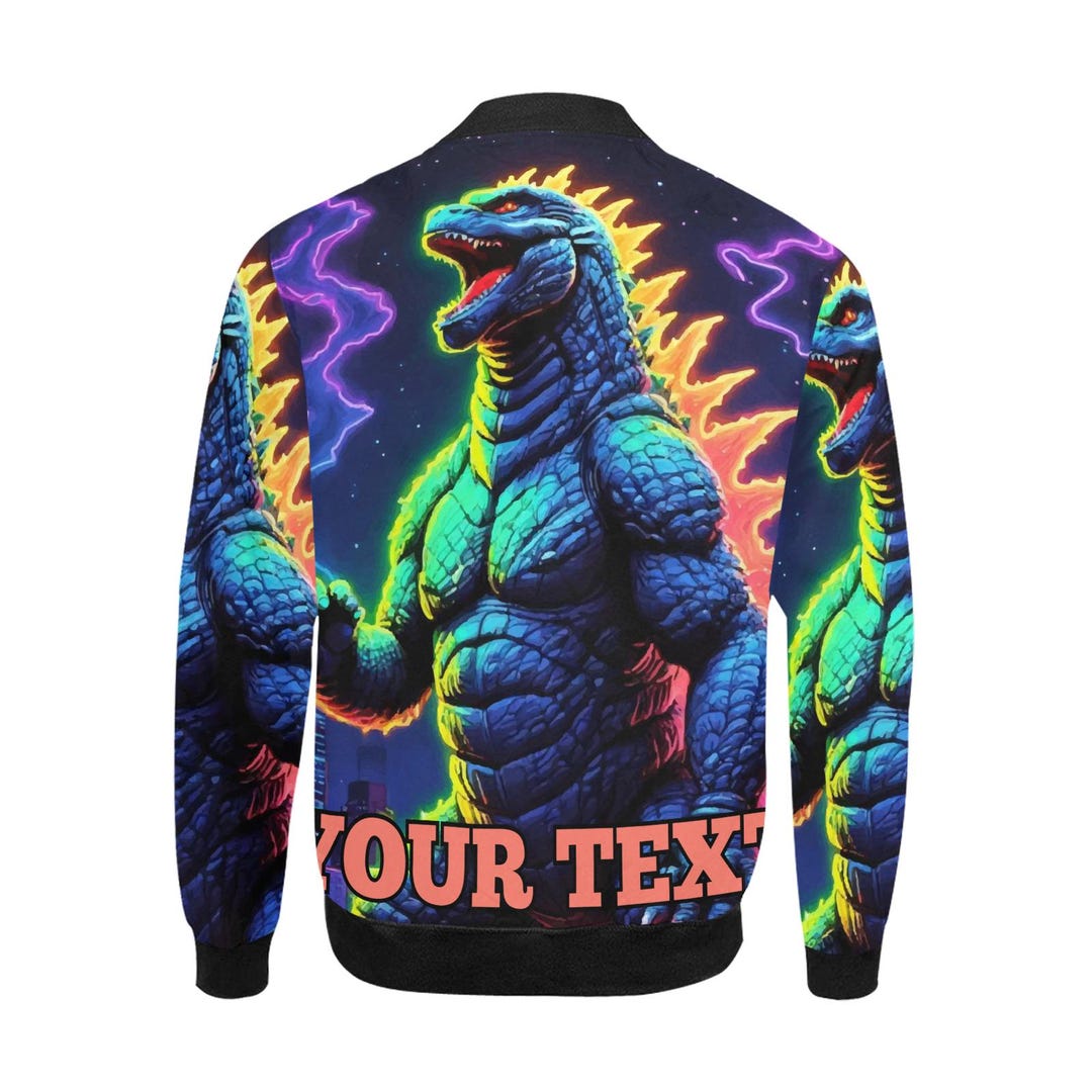 Bomber Jacket Men Godzilla Your Text Gift - Etsy