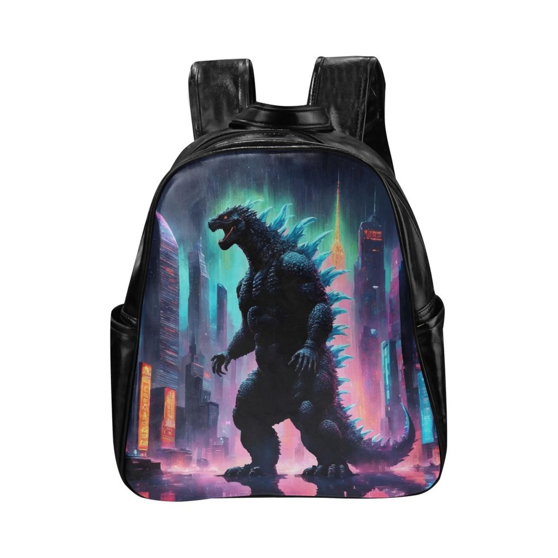 Backpack Backpack PU Leather Godzilla Backpacks Kaiju Gojira Neon - Etsy