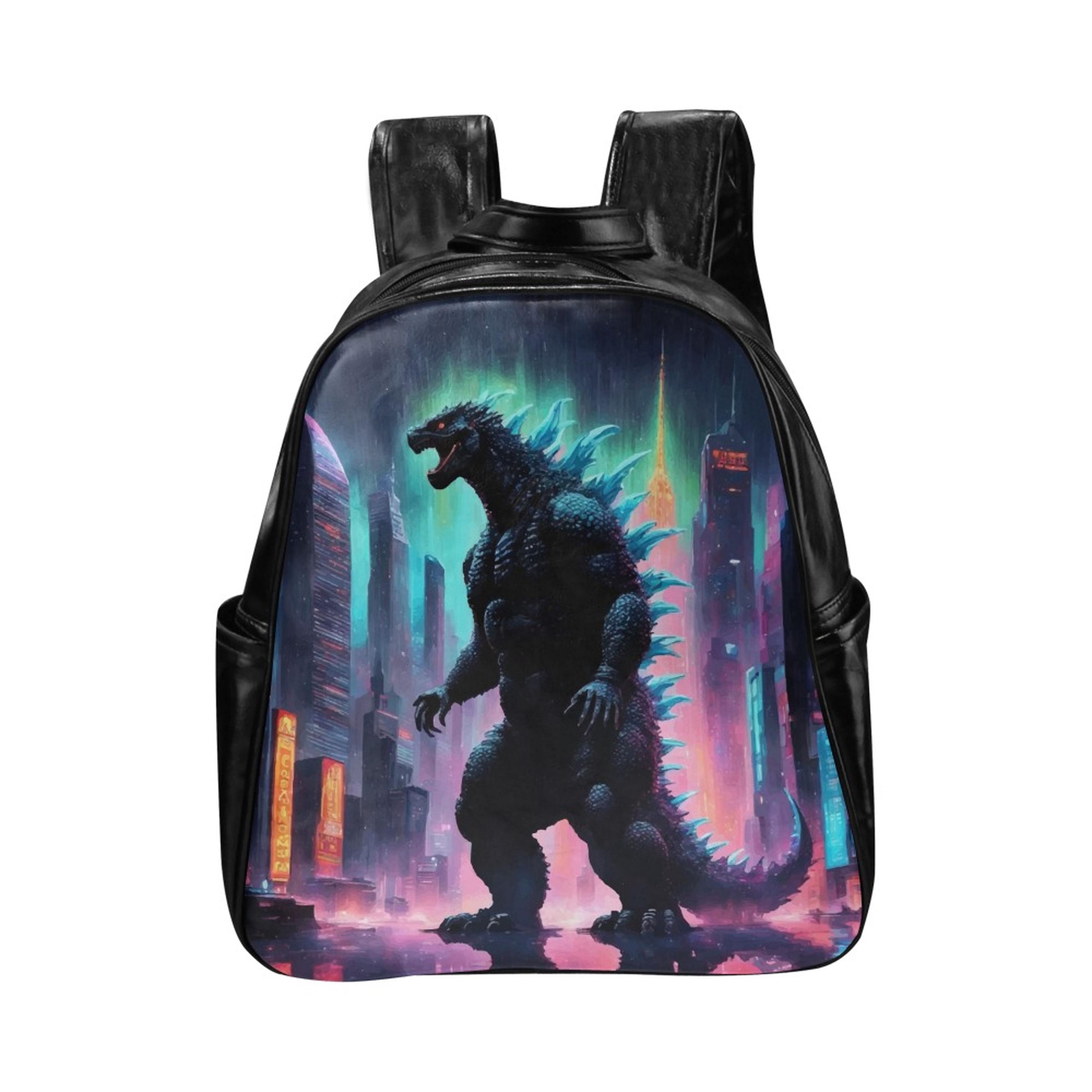 Backpack Backpack PU Leather Godzilla Backpacks Kaiju Gojira Neon - Etsy