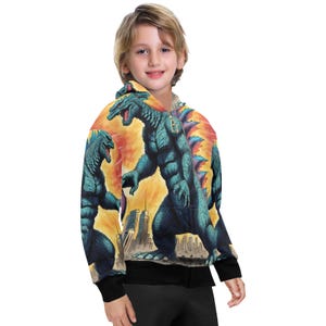 Hoodie Boys Kids Godzilla Hoodie Kaiju Retro Cartoon Hoodie Comics ...