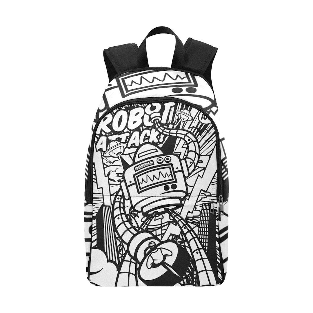 Backpack School Backpack With Mesh Pockets Handbag Bag Robot Robots - Etsy