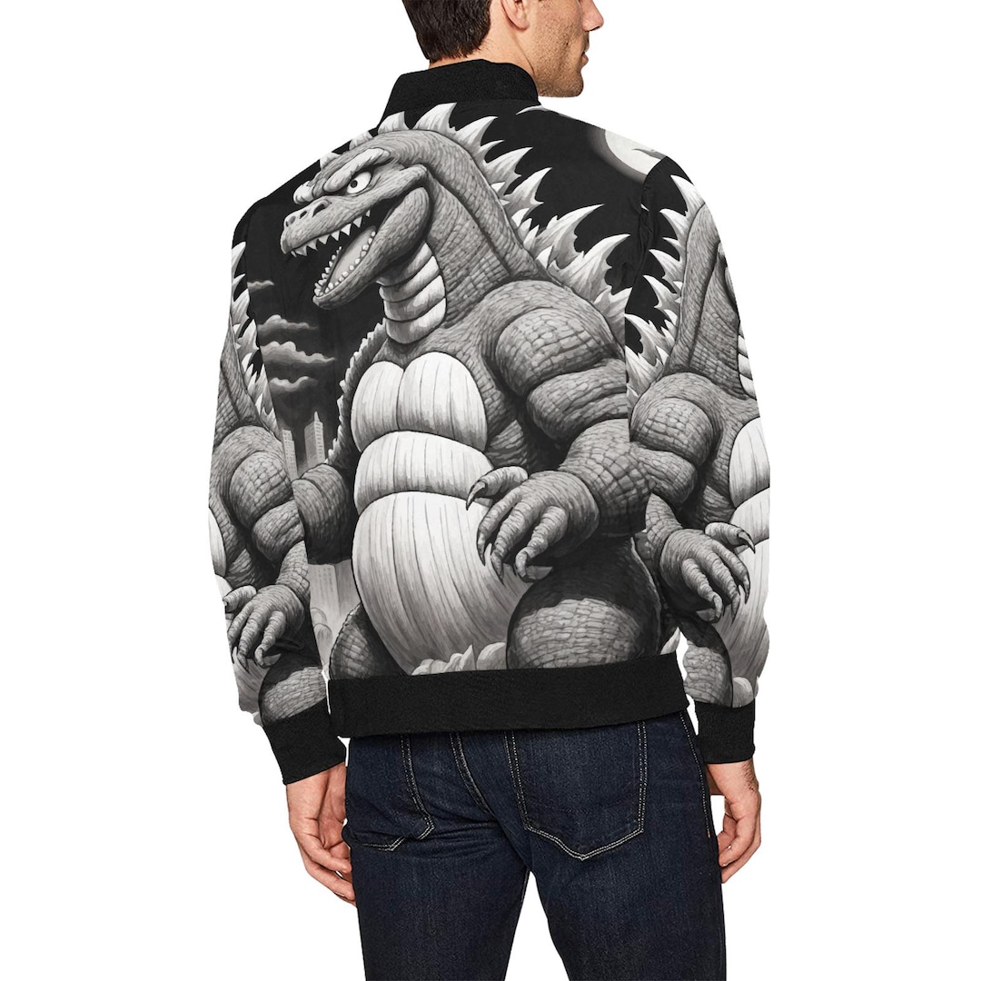 Bomber Jacket With Pockets Kaiju Comics Retro Art Godzillas Monster ...