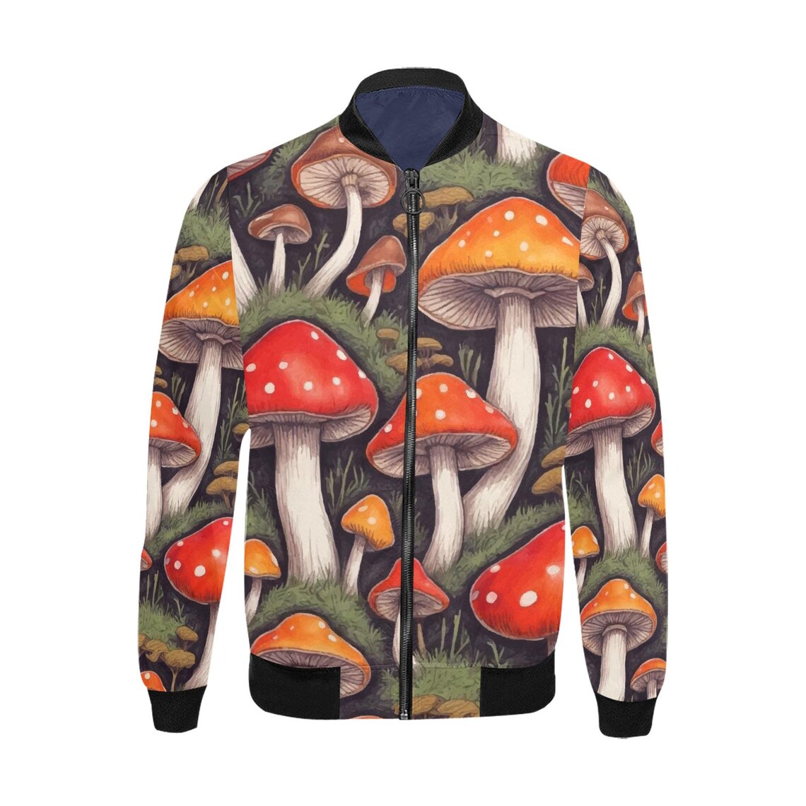 Bomber Jacket With Pockets Men Art Mushrooms - Etsy