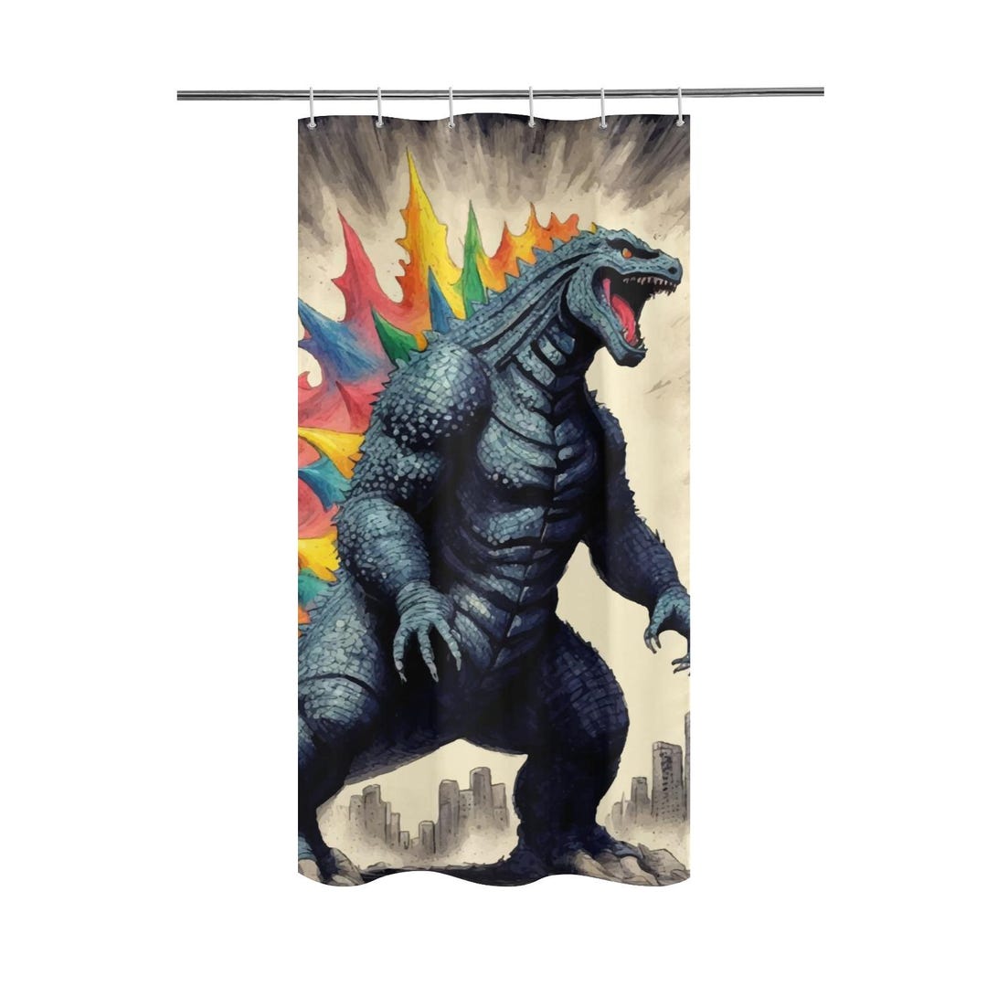 Shower Curtain 36"x 72" Godzilla Kaiju Godzillas Comics Retro Vintage ...