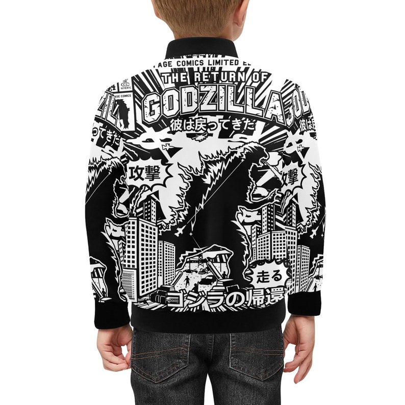 Kids Bomber Jacket With Pockets Godzilla Gojira Kaiju - Etsy