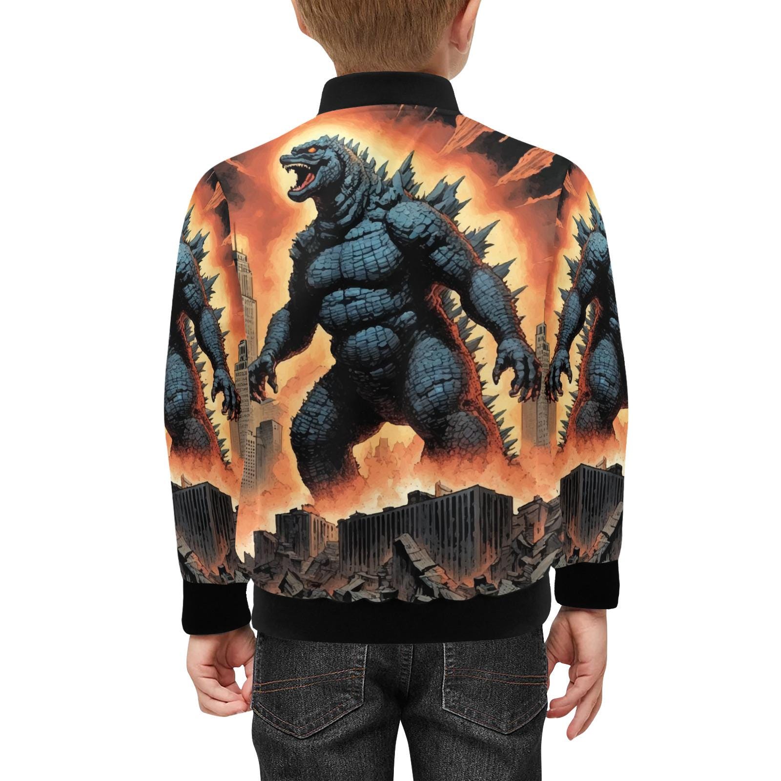Godzilla Kids Bomber Jacket Godzilla Jacke Kaiju Monster Art Neon ...
