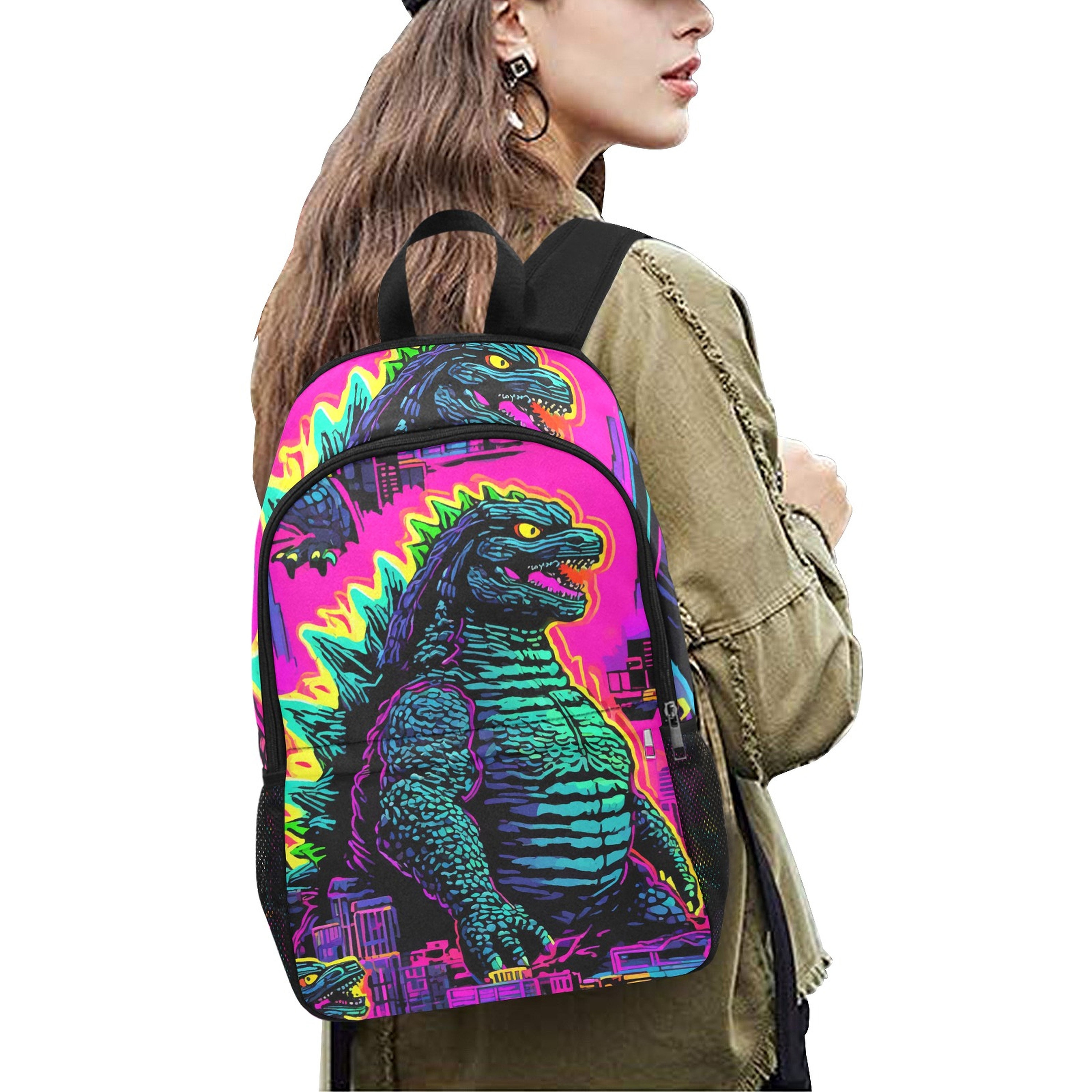 Backpack School Backpack Godzilla Backpack With Mesh Pockets Handbag ...