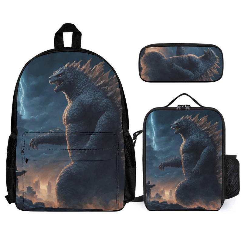 Backpack Set Godzilla Lunch Box Godzilla Pencil Case Gojira Kaiju - Etsy