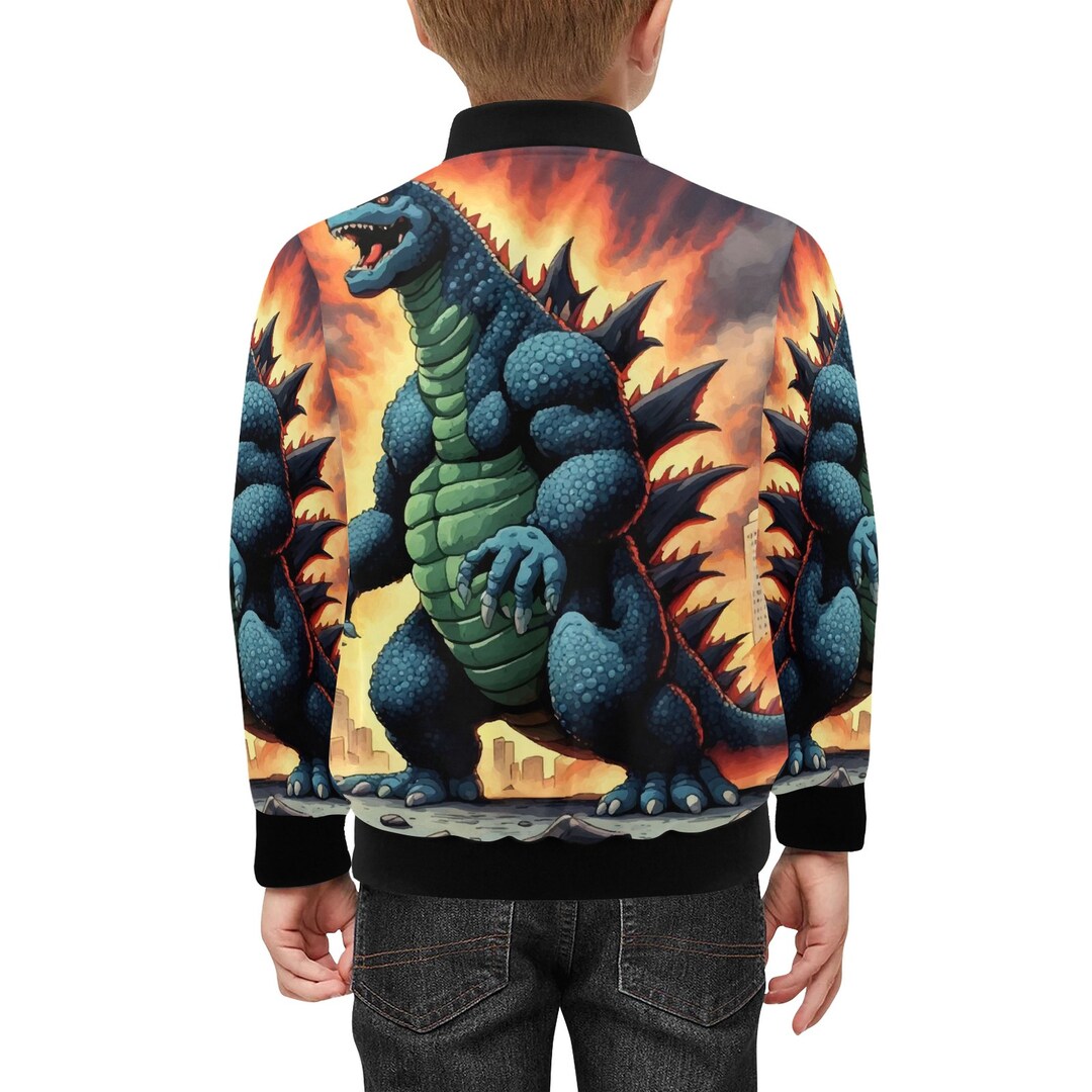 Kids Bomber Jacket With Pockets Godzilla Gojira Kaiju Comics Retro Art ...