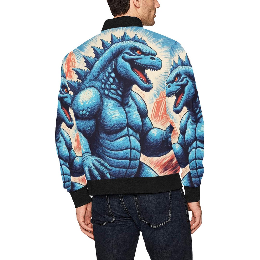 Bomber Jacket With Pockets Godzilla Gojira Kaiju Comics Retro Jacket ...