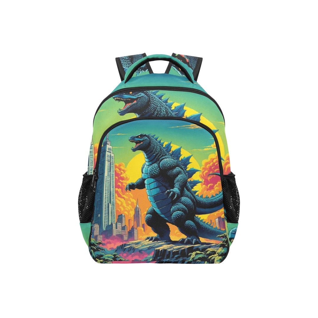 School Backpack Large Handbag Kaiju Art Godzillas Neon Comics Monster ...