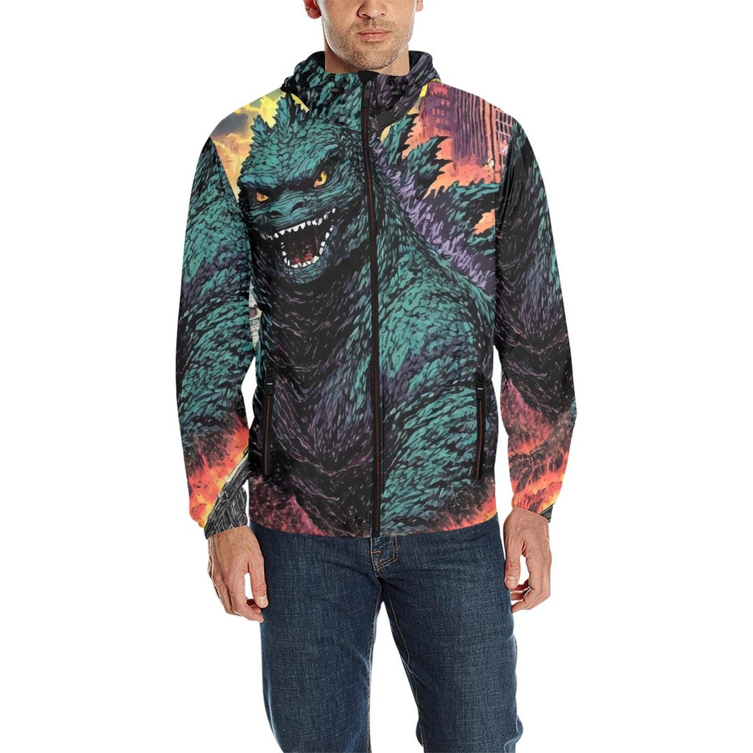 Windbreaker Godzilla Jacket Retro Jacket Comics Jacket Monster Gojira ...