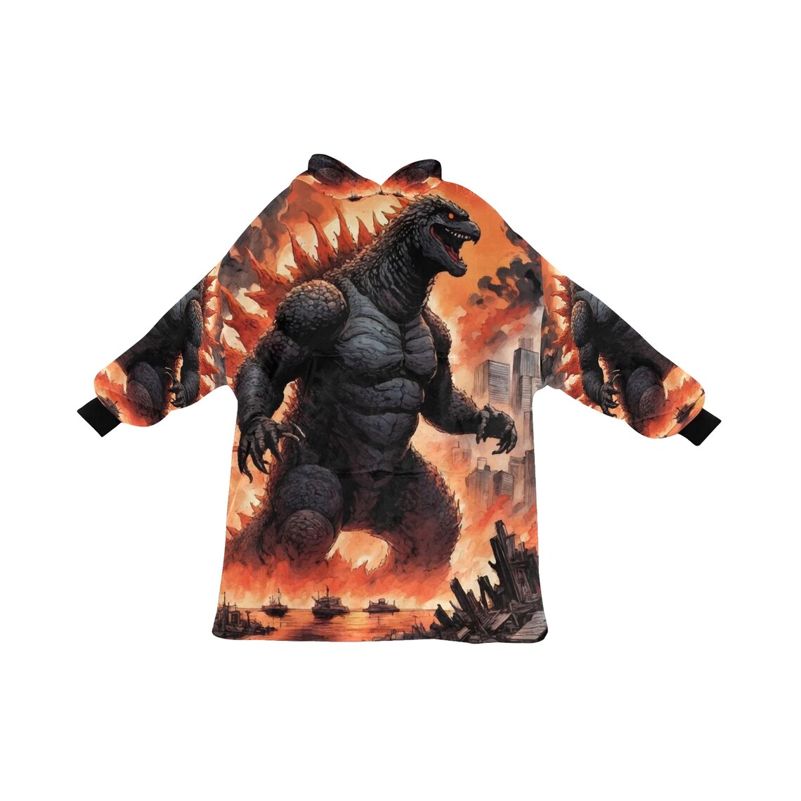 Hoodie Blanket Godzilla Gojira Kaiju Blankets Comics Retro Neon Cartoon ...