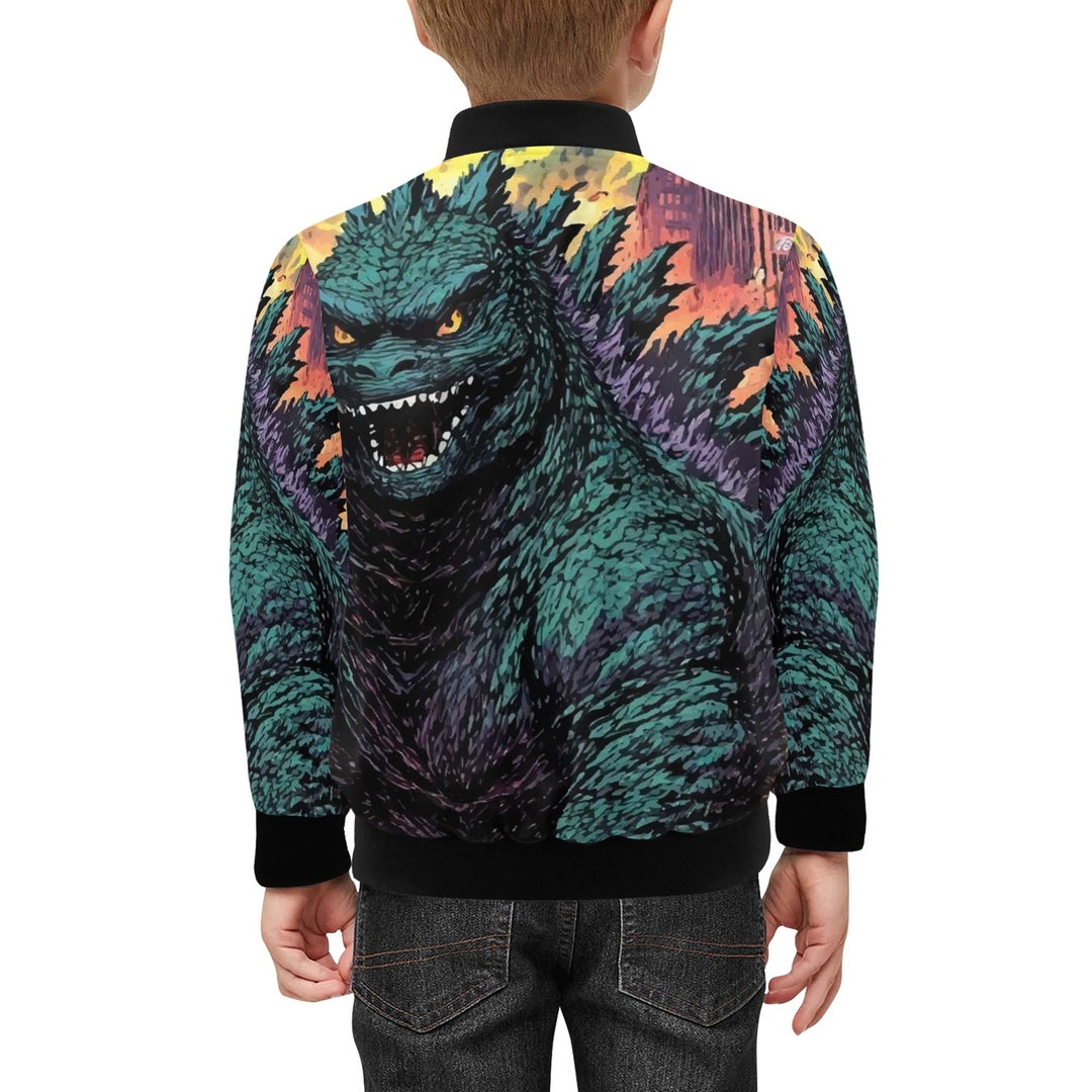 Kids Bomber Jacket With Pockets Godzilla Gojira Kaiju Comics Retro Art ...