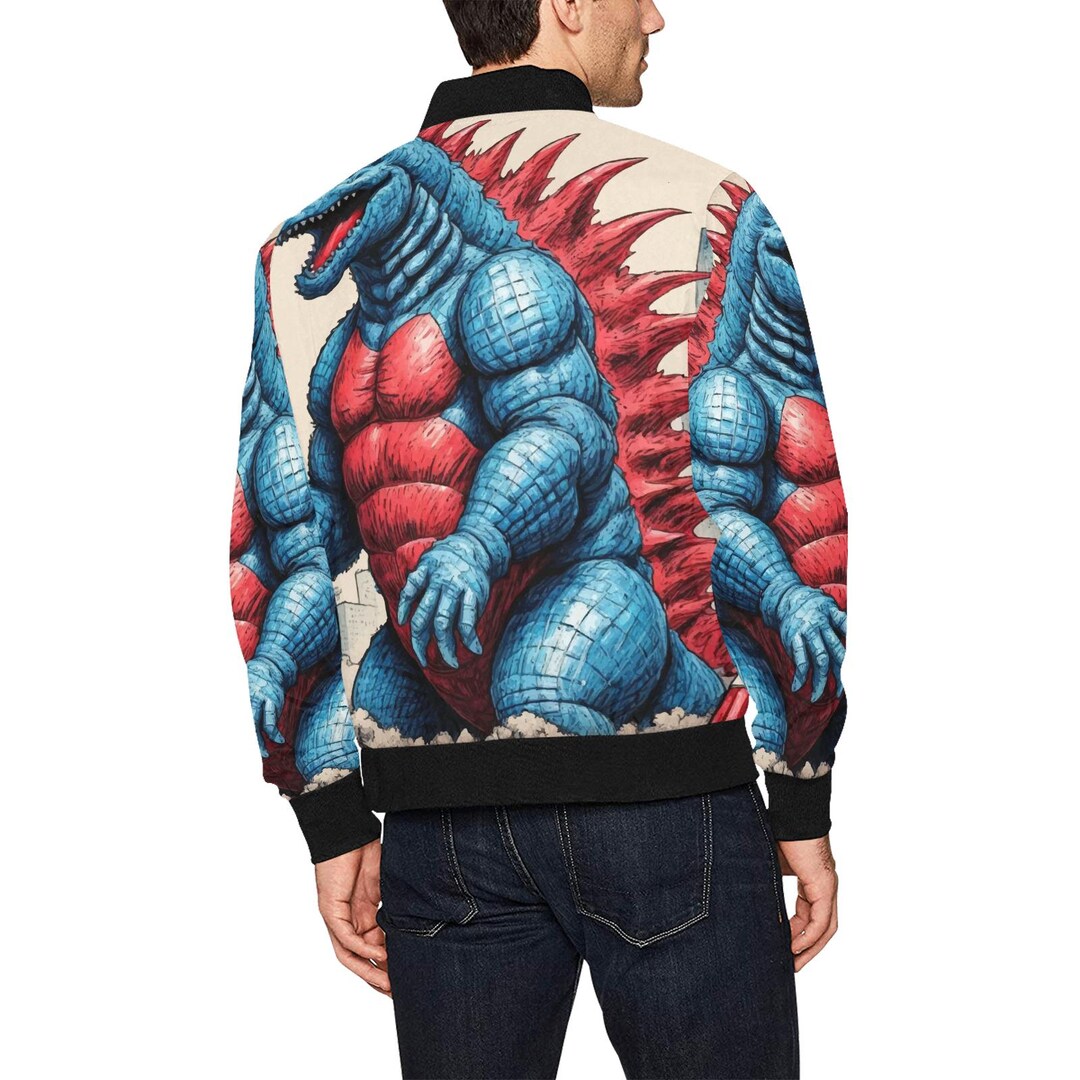 Bomber Jacket With Pockets Godzilla Gojira Kaiju Comics Retro Jacket ...