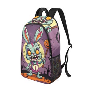 Backpack School Backpack With Mesh Pockets Handbag Horor Zombie Bunny ...