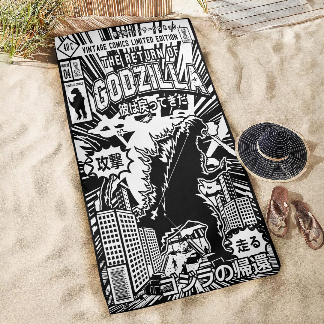Beach Towel Godzilla Monster Japan Gojira Party Retro Vintage - Etsy