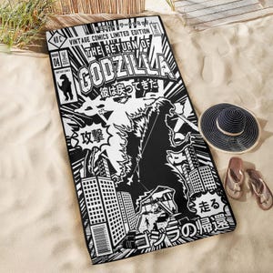 Beach Towel Godzilla Monster Japan Gojira Party Retro Vintage - Etsy