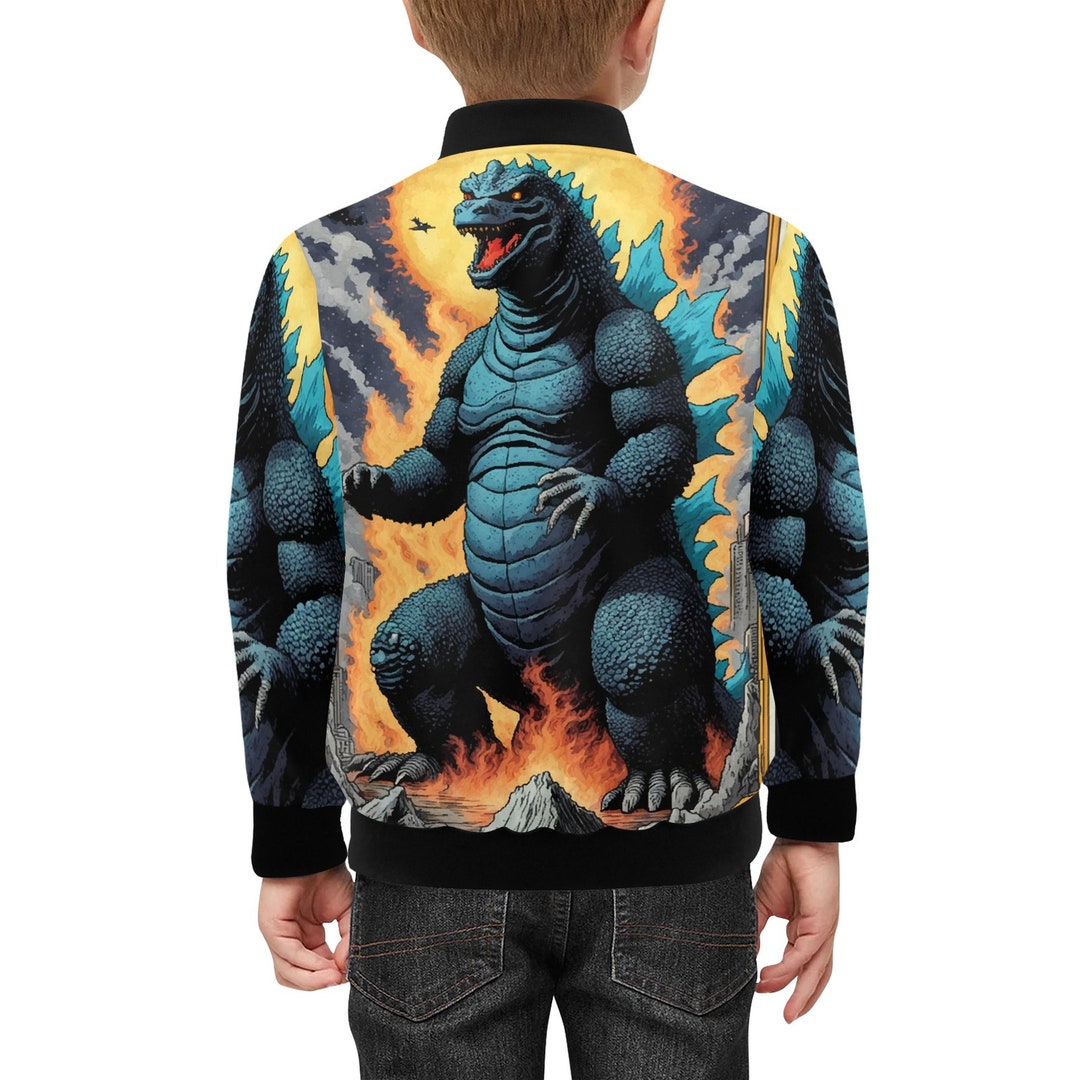 Kids Bomber Jacket With Pockets Godzilla Gojira Kaiju Comics - Etsy