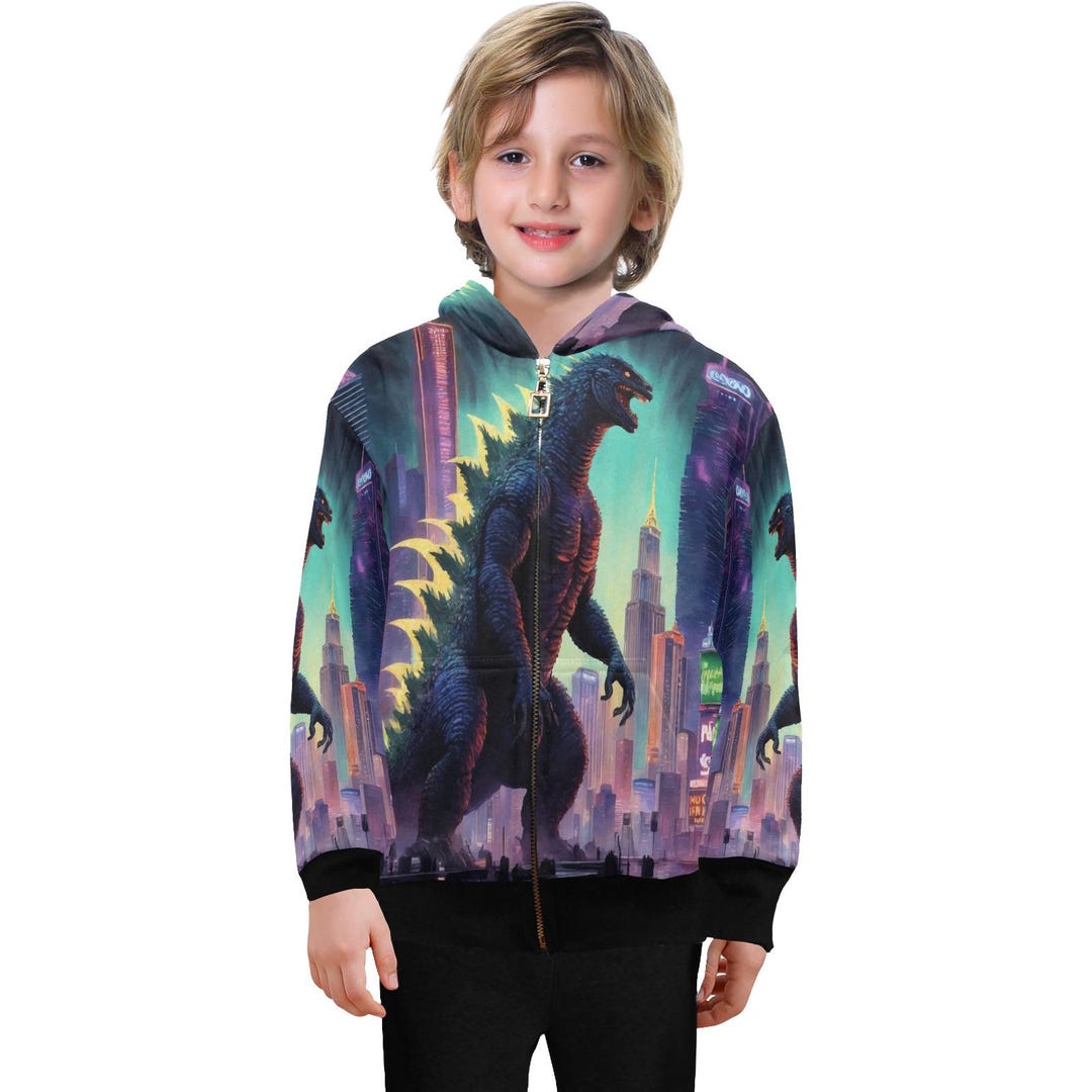 Hoodie Boys Kids Godzilla Hoodie Kaiju Retro Cartoon Hoodie Comics ...