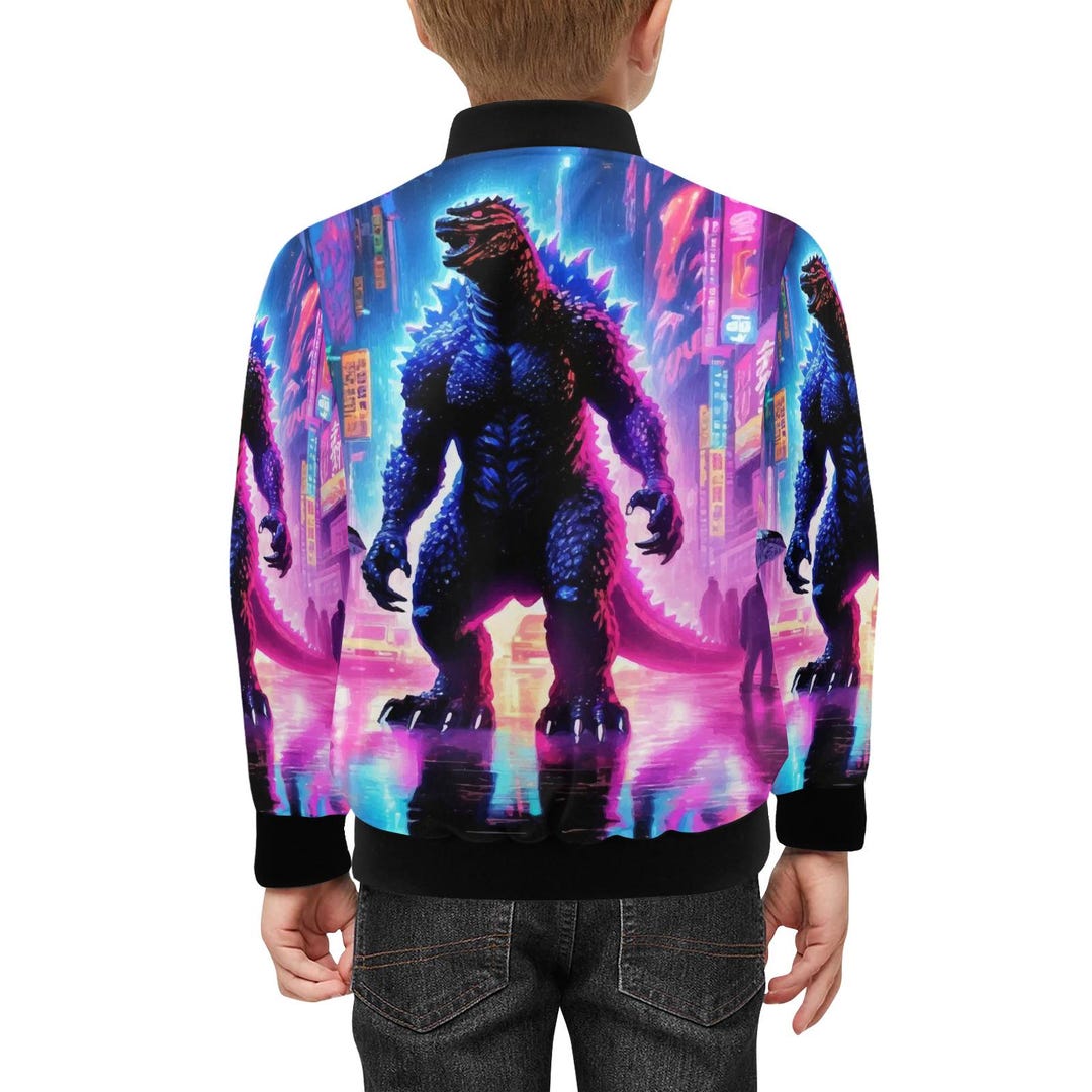 Kids Bomber Jacket Godzilla Jacke Kaiju Monster Art Neon Godzillas ...