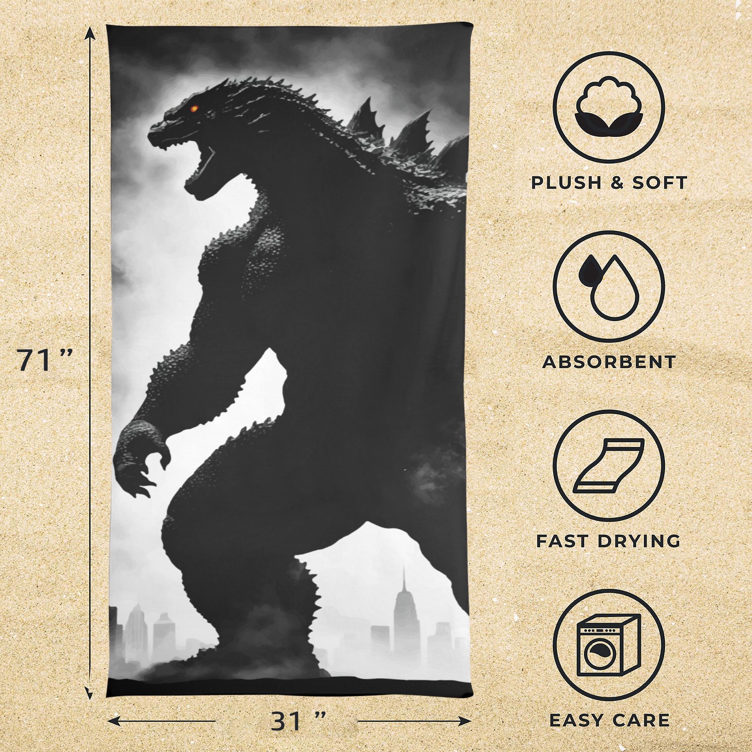 Beach Towels Godzilla Gojira Kaiju Japan Monster Beach Godzilla Gojira ...