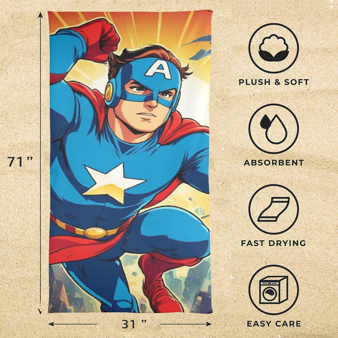 Beach Towel Seper Hero Comics - Etsy