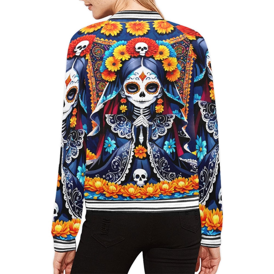 Day of the Dead Women's Bomber Jacket Día De Los Muertos Chicano La ...