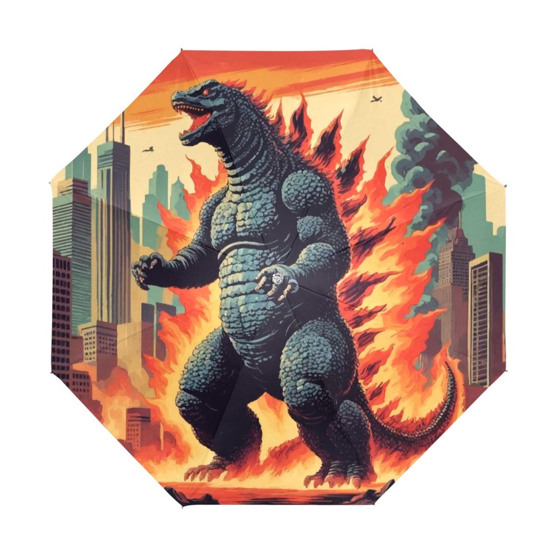 Anti-uv Umbrella Godzilla Kids Foldable Kaiju Gojira Monsters Neon - Etsy