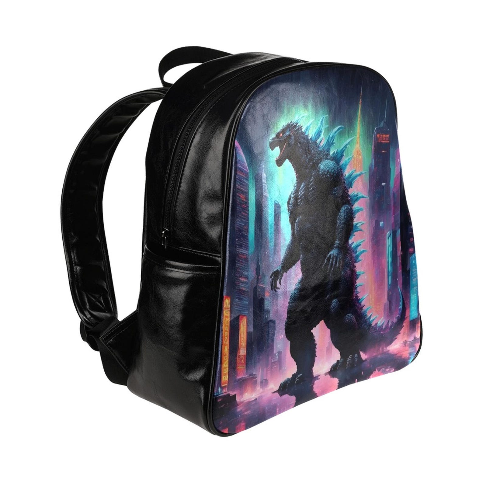 Backpack Backpack PU Leather Godzilla Backpacks Kaiju Gojira Neon - Etsy
